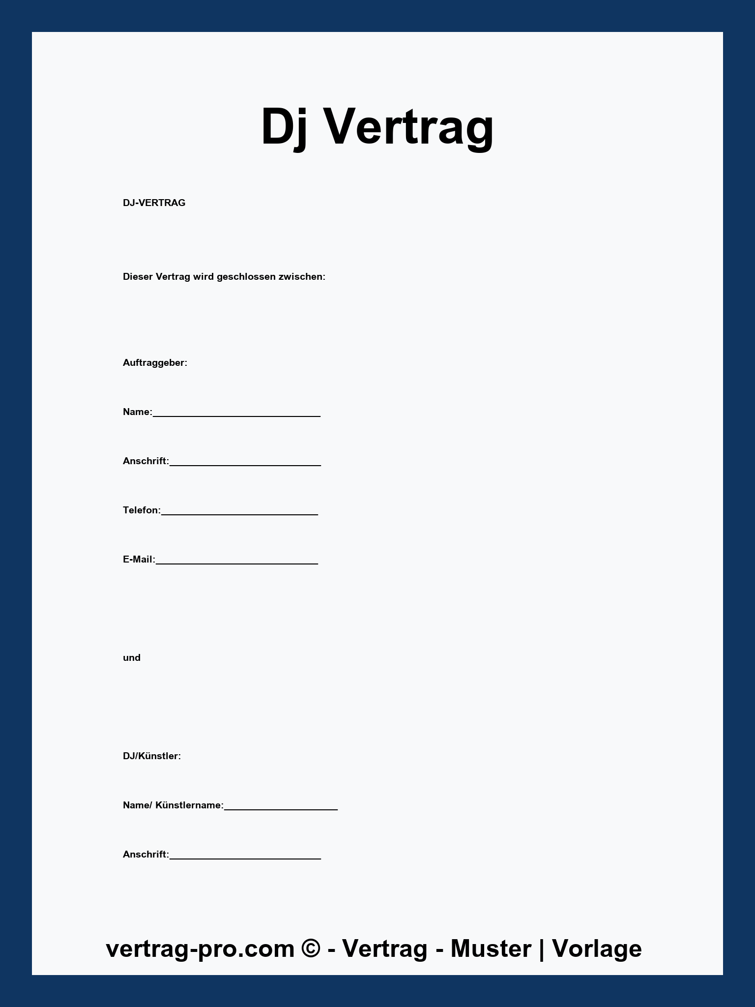 Dj Vertrag Vorlage - WORD