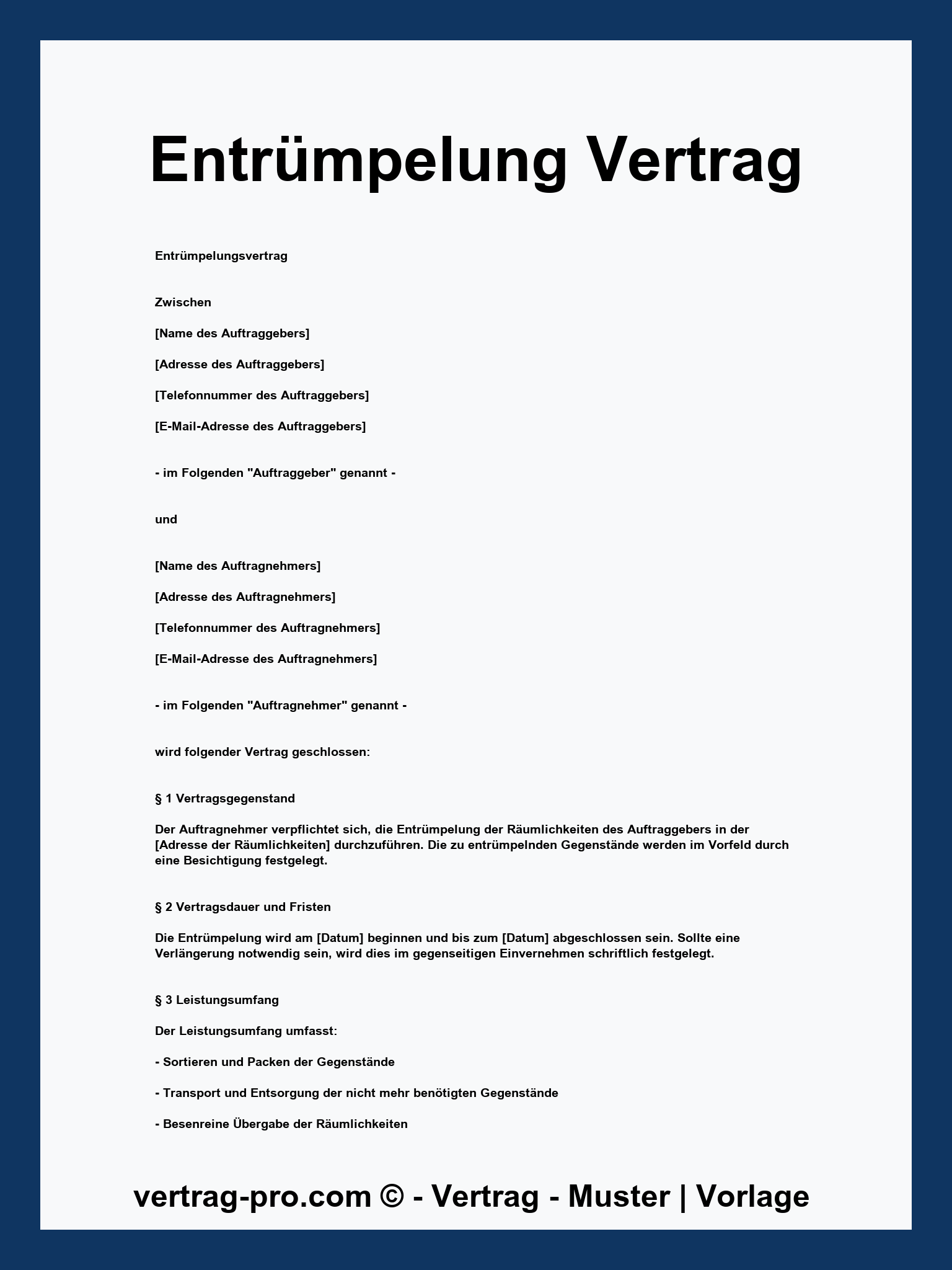 Entrümpelung Vertrag - PDF