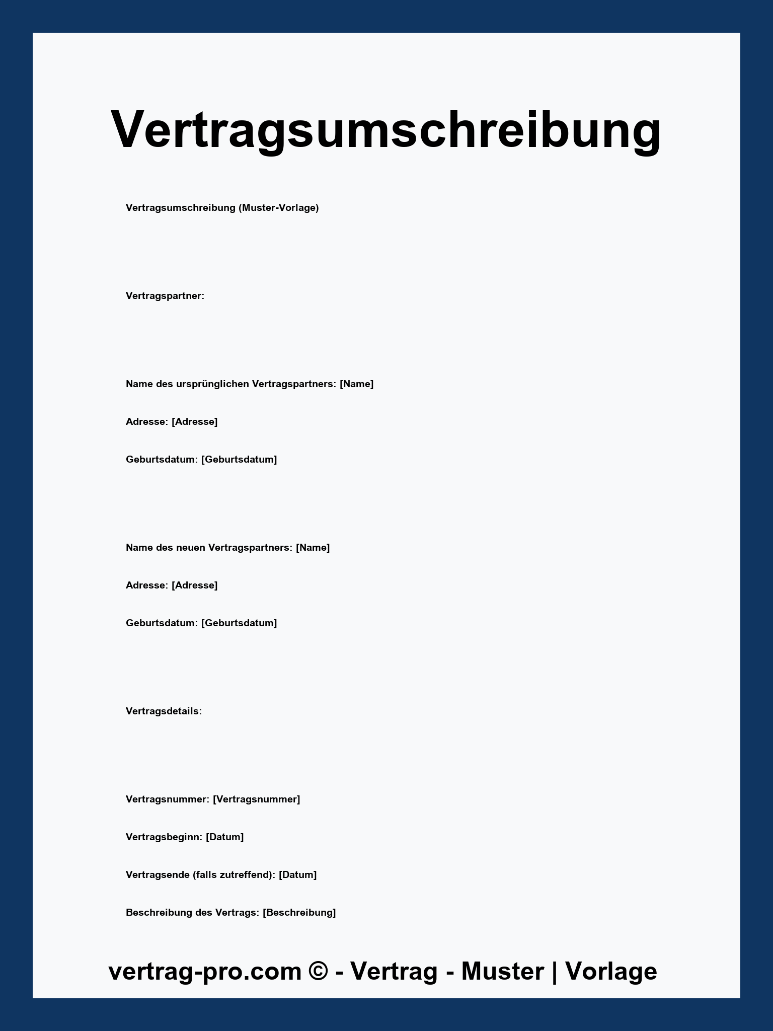 Vertragsumschreibung Muster